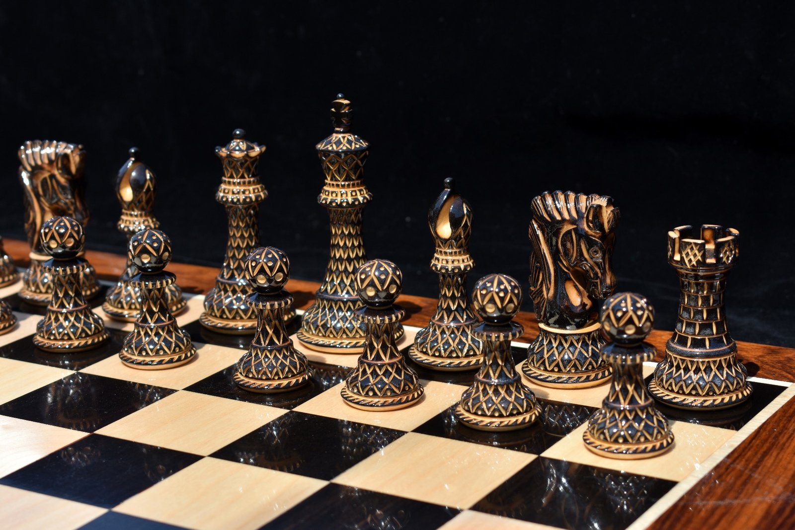 Limited Edition Designer Parker Series Chess Pieces Boxwood Burnt High ...
